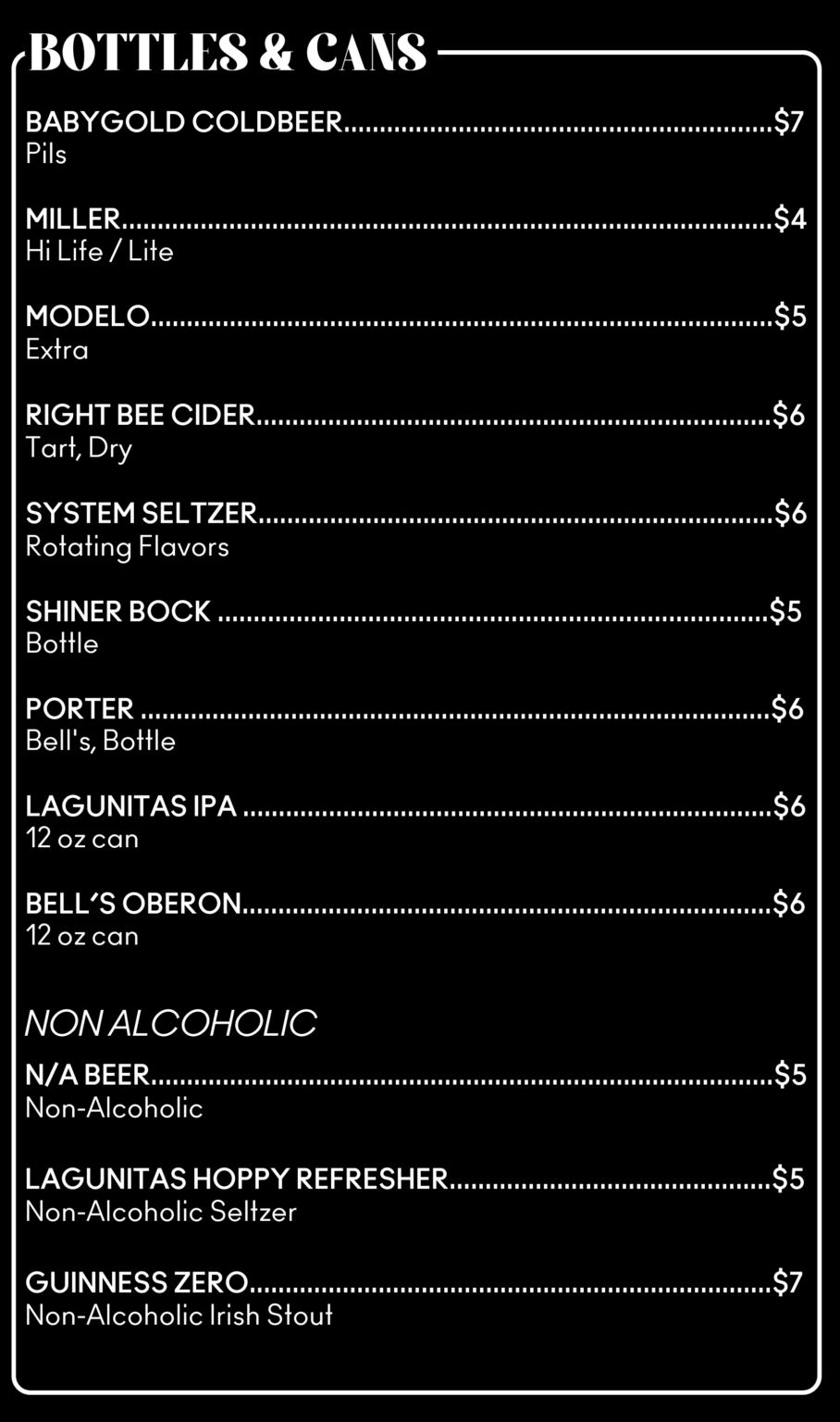 SIDEBAR MENU - FITZGERALDS